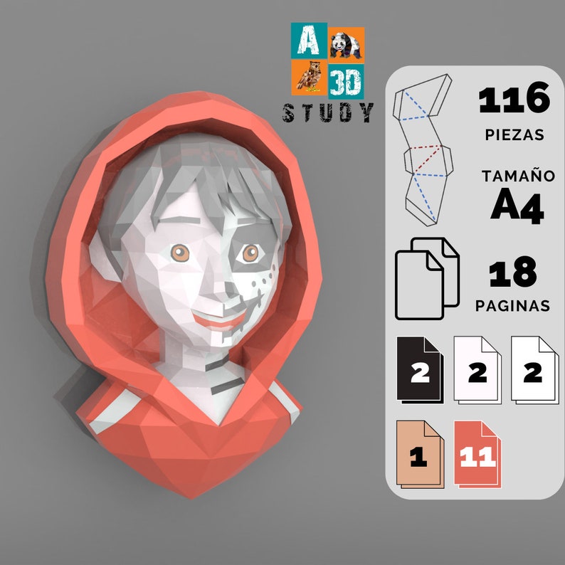 Miguel: Papercraft Design, PDF Template, DIY 3D Model, Fanart, Paper ...