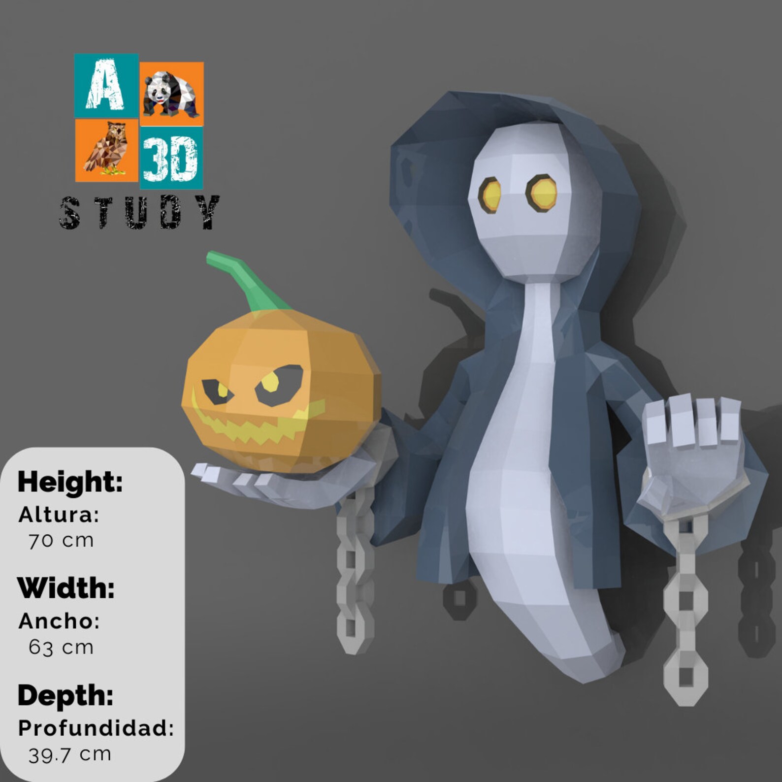 Fantasma: Papercraft Design, PDF Template, DIY 3D Model, Fanart, Paper ...