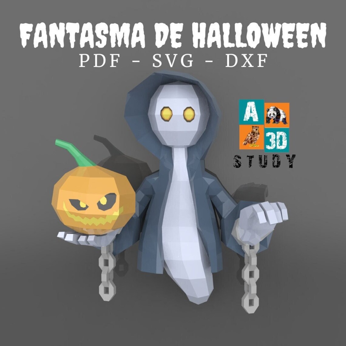 Fantasma: Papercraft Design, PDF Template, DIY 3D Model, Fanart, Paper ...