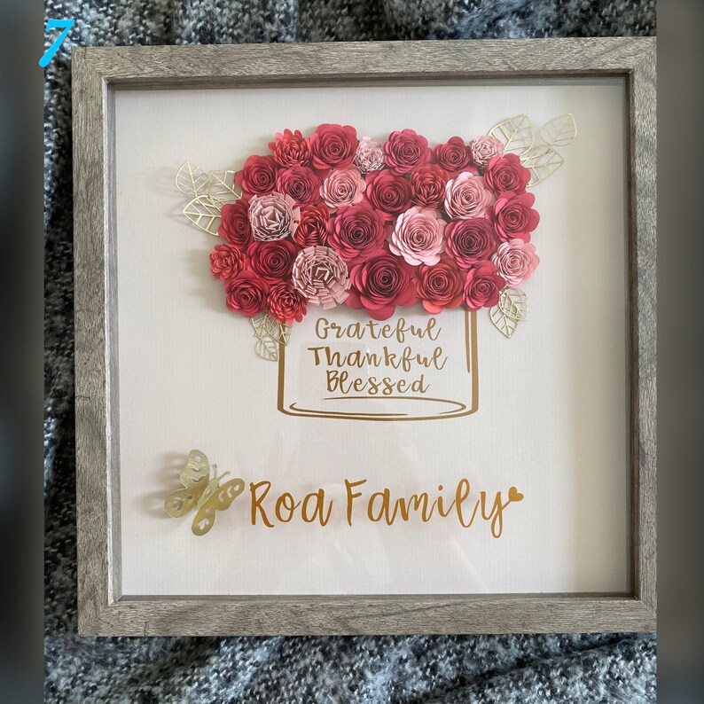 Floral Personalized Shadow Box With Hand Rolled Paper Flowers | Roses ...