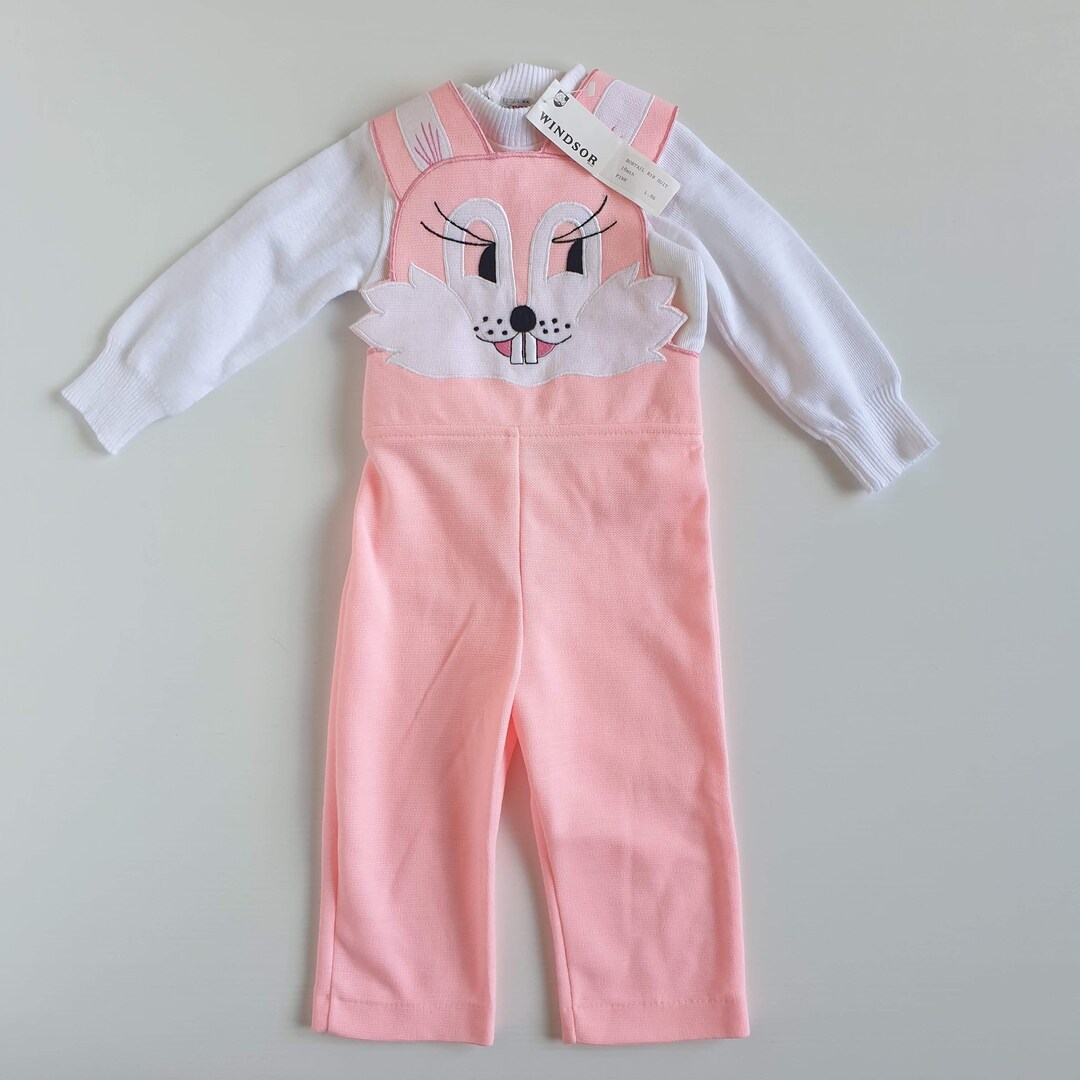 Kids 70s Deadstock Pink Rabbit Overalls Dungarees Size 1 - Etsy