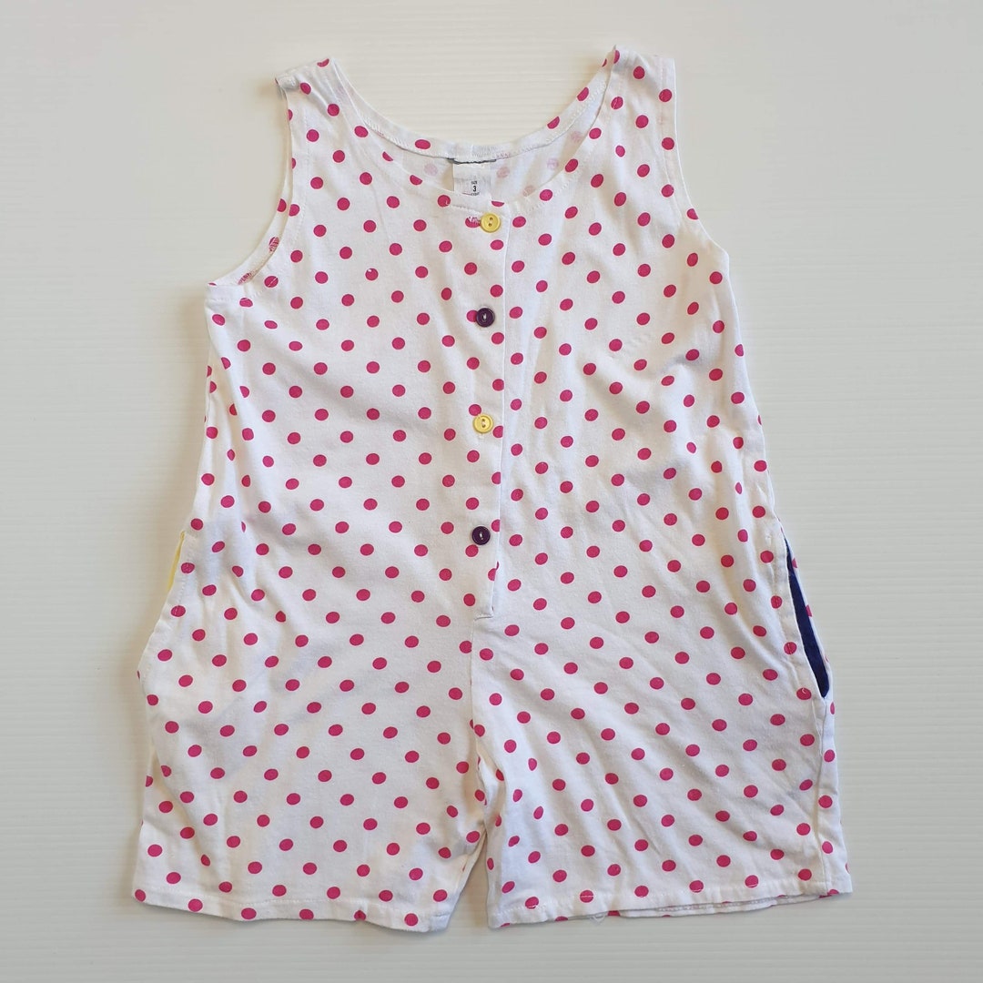 Size 3 1980s Spotty Pink Playsuit Kids Vintage Clothes - Etsy