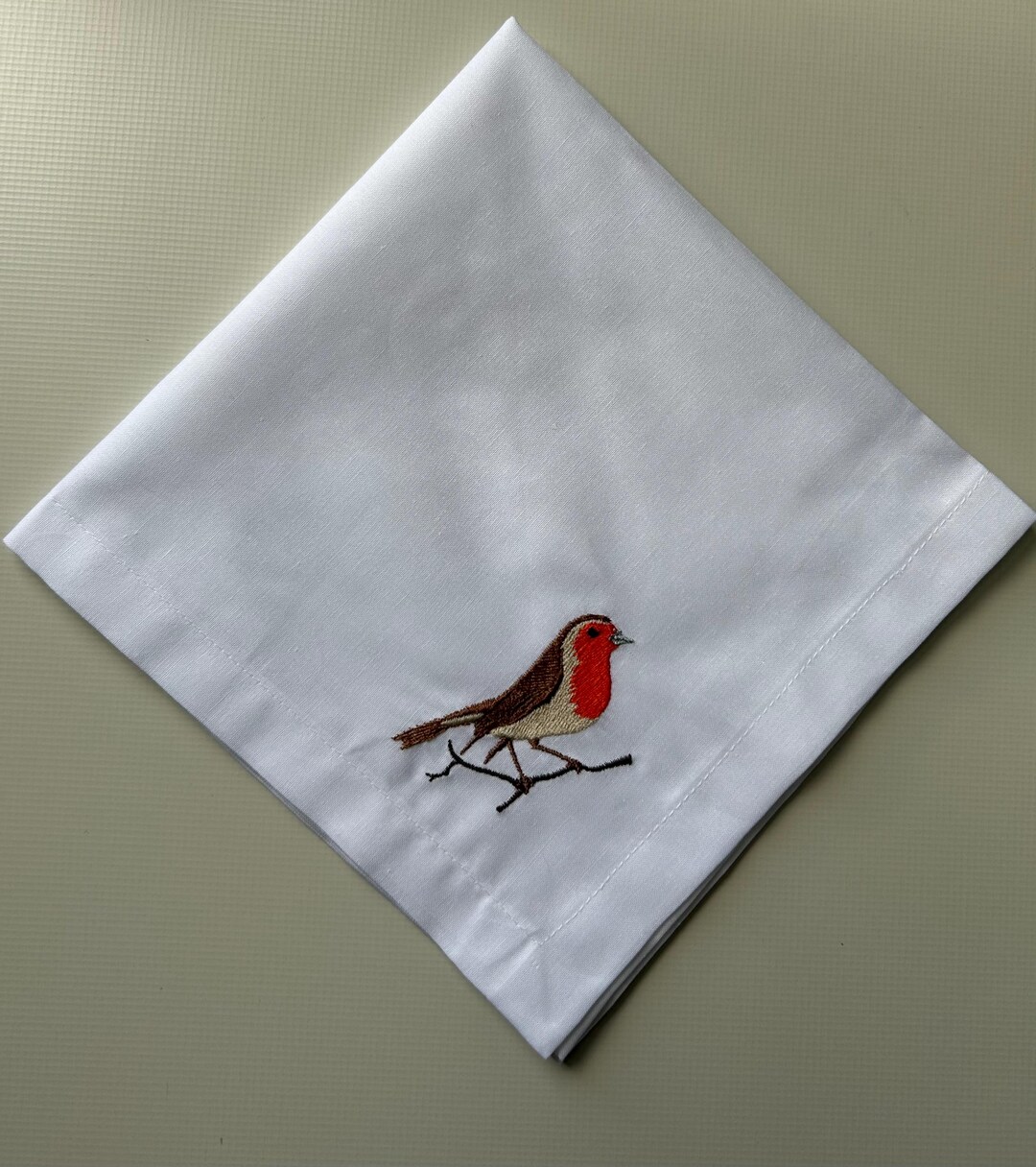 Robin Embroidered Cotton Napkins - Etsy