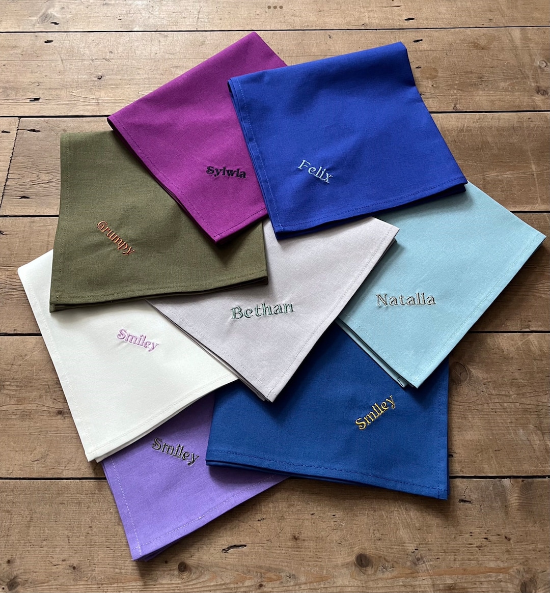 Square Pockets Smaller Size Embroidered Personalised Handkerchief ...