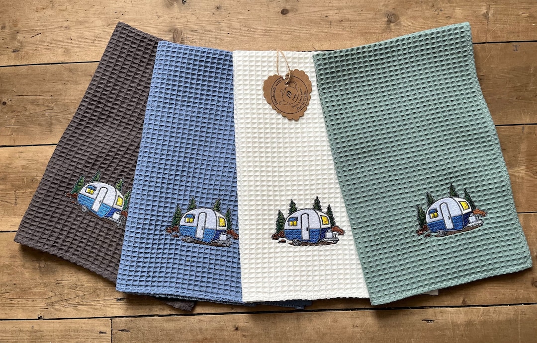 Embroidered Caravan Tea Towels, Cotton Tea Towels, Absorbent Cotton Tea ...