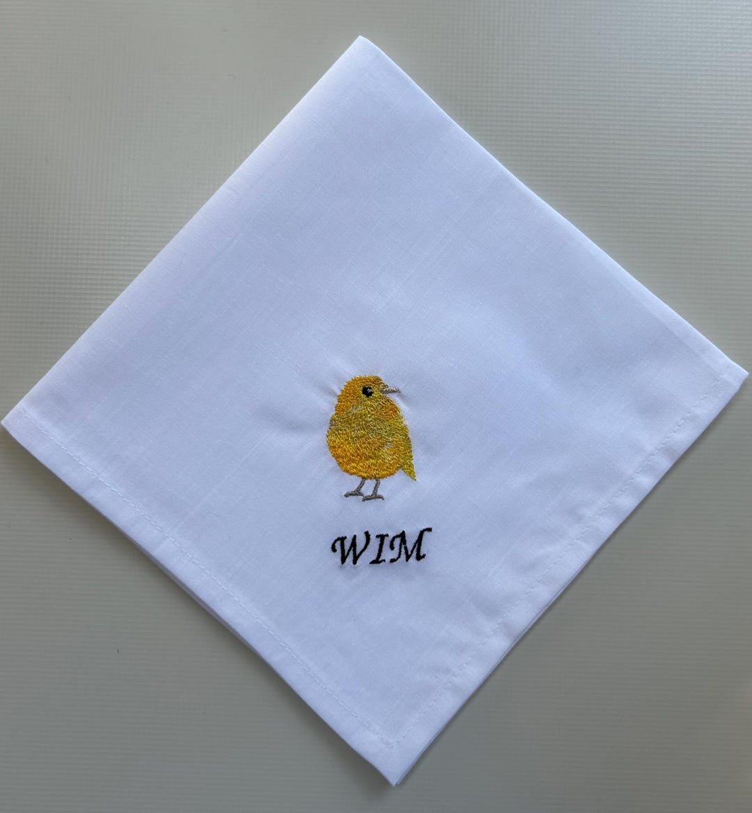 Canary Custom Embroidered White Cotton Handkerchief - Etsy UK
