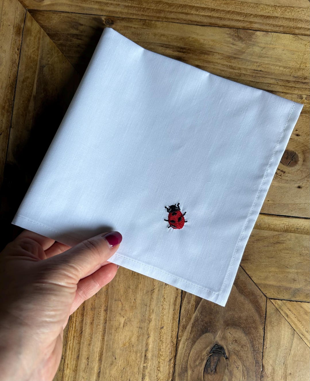Ladybird Embroidered Cotton Handkerchief - Etsy