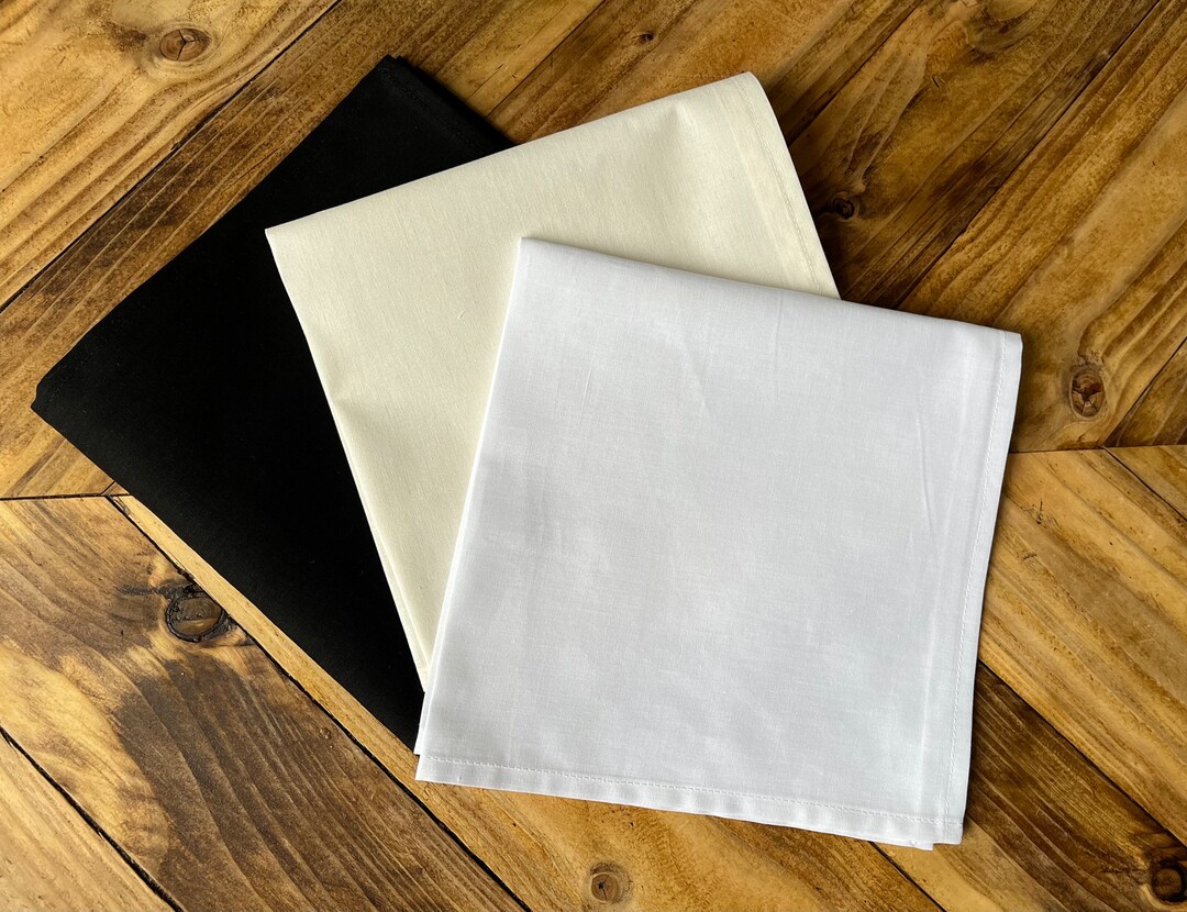Plain Cotton Handkerchief, Black, Ivory, White Cotton Hanky,cotton ...