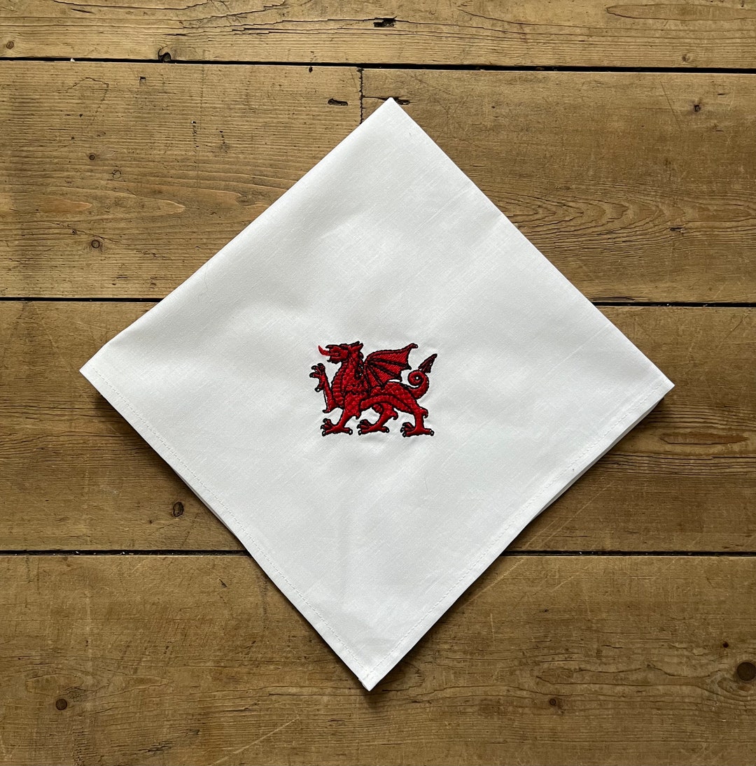 Welsh Dragon Embroidered Cotton Napkins, Welsh Embroidered Napkins ...