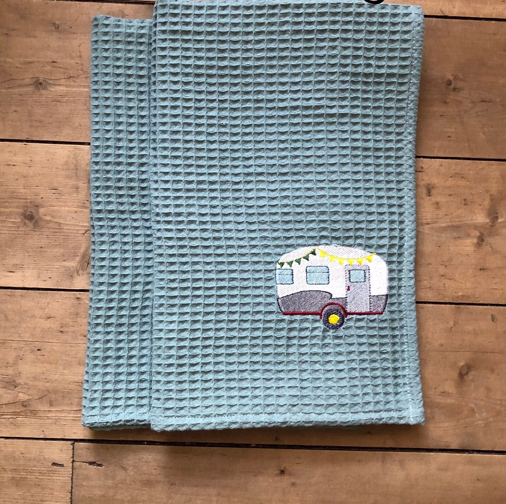 Embroidered Caravan Tea Towels Cotton Tea Towels Absorbent - Etsy UK