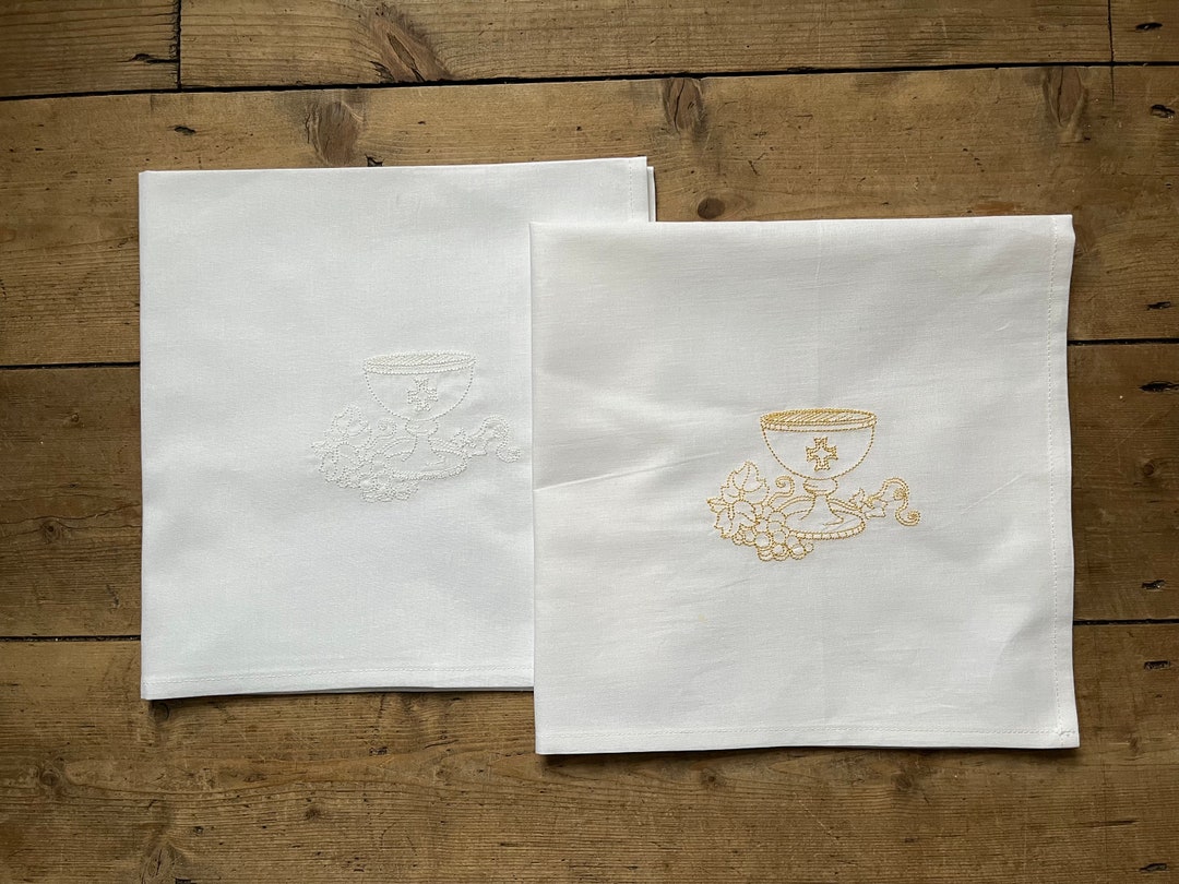 Holy Communion Cotton Napkins, Baptist Embroidered Napkins, First Holy ...