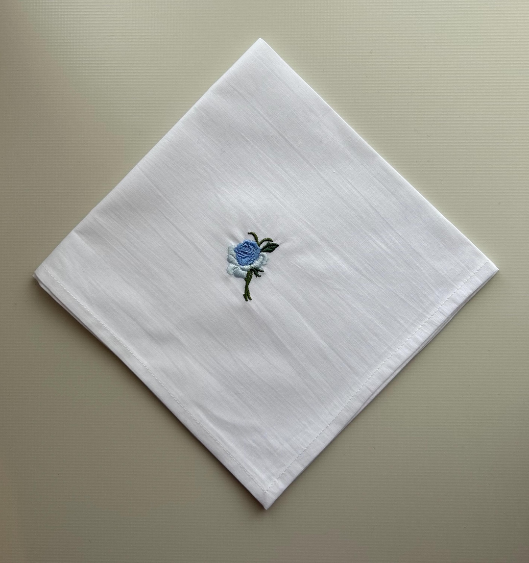 Blue Rose Handkerchief, Blue Rose Handkerchief, Handkerchief, Rose Gift ...