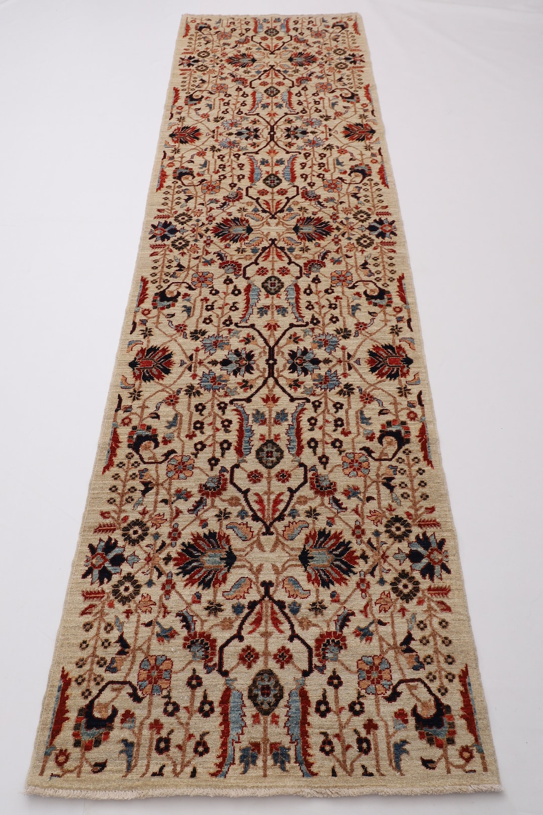 10 Ft. Beige High Quality Runner Rug, Afghan Hand Knotted Rug, Entryway ...