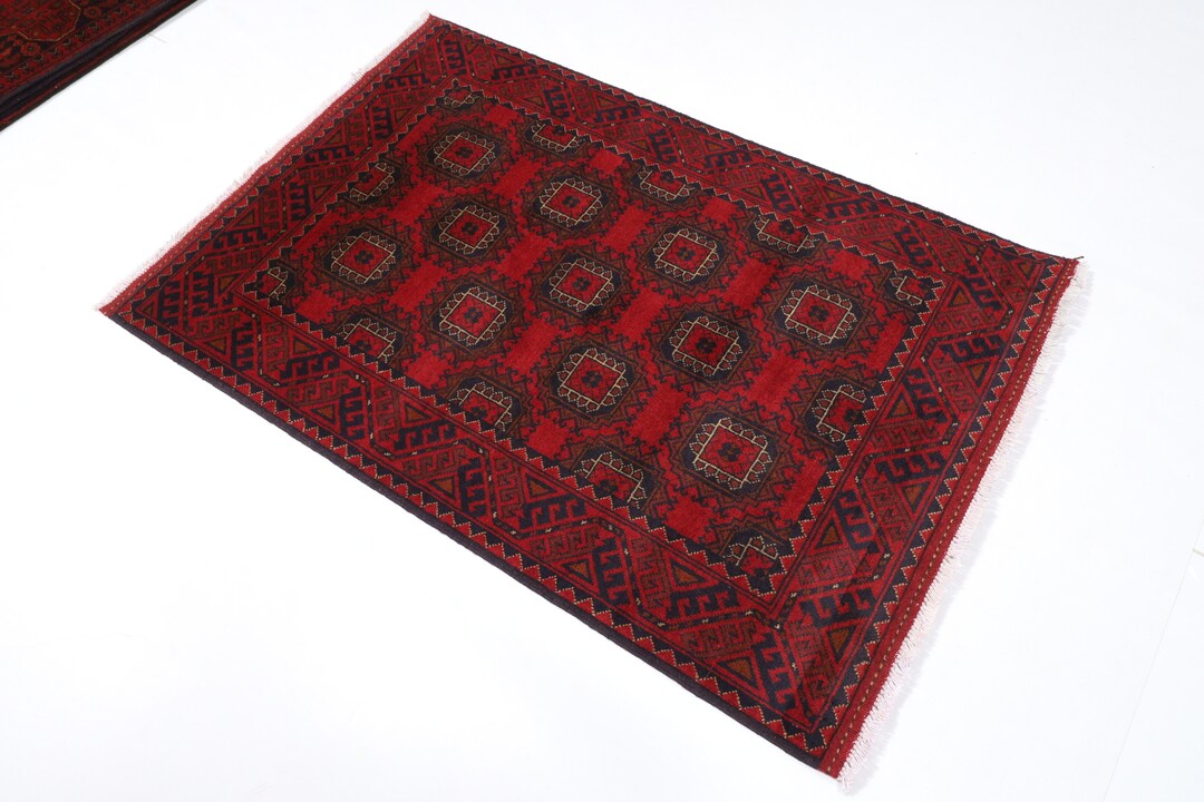 Afghan Red 3x5 Ft Bokhara Rug, Handmade Rug, 3'5x5 Hand Knotted Wool ...