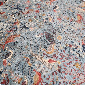 8x10 Blue Birds Area Hand Knotted Rug, 7'11x9'11 Ft Rug for Bedroom ...