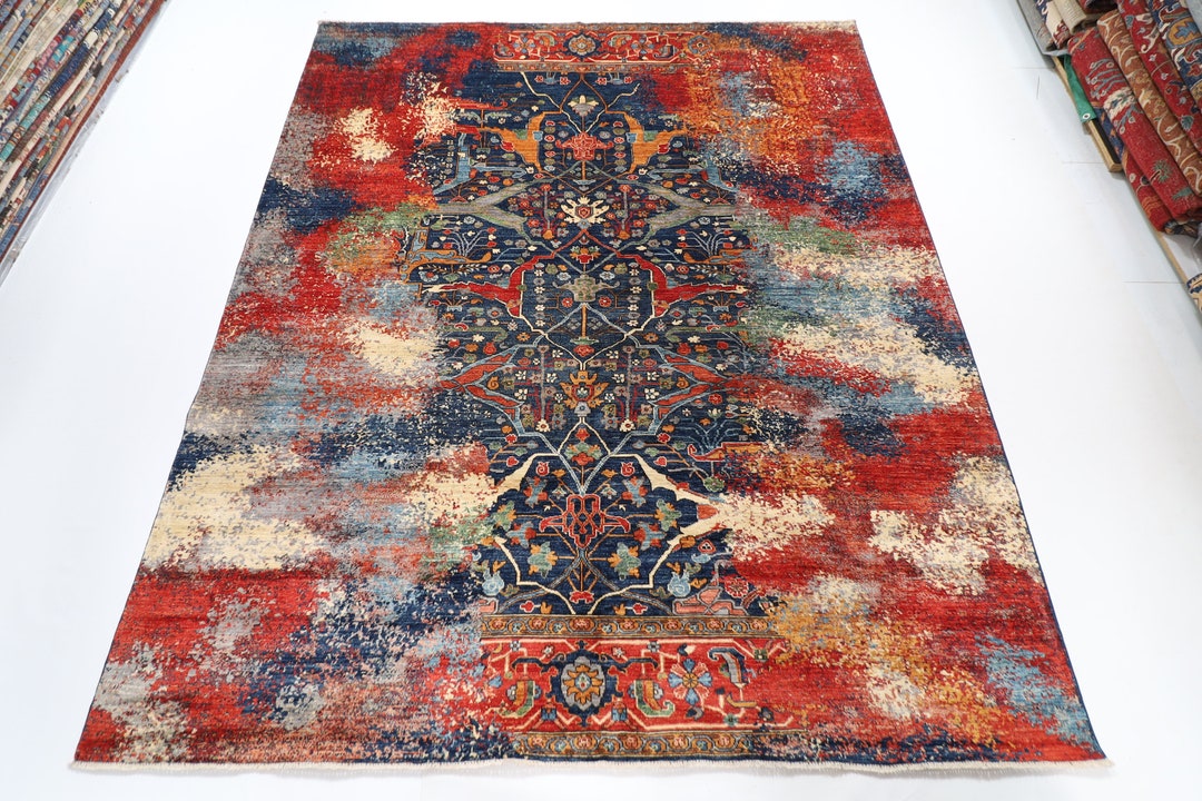 8x10 Ft Aryana Abstract Area Rug Wool Natural Colors, 8'3x9'11 Hand ...