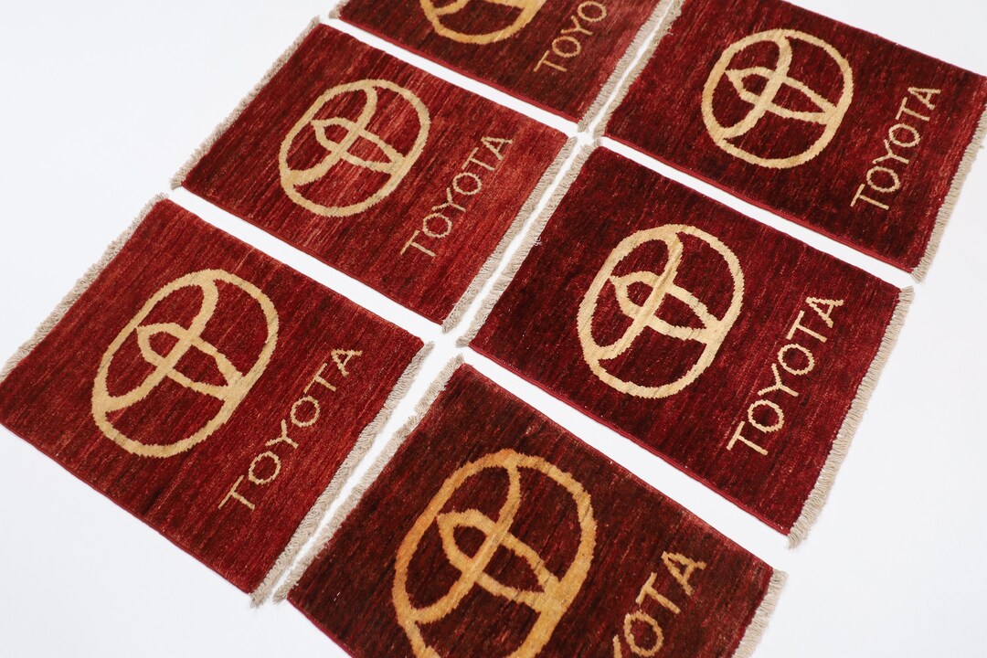 Toyota per Piece Handmade Logo Rug, 1'4x1'8 Ft. Afghan Hand Knotted Rug ...