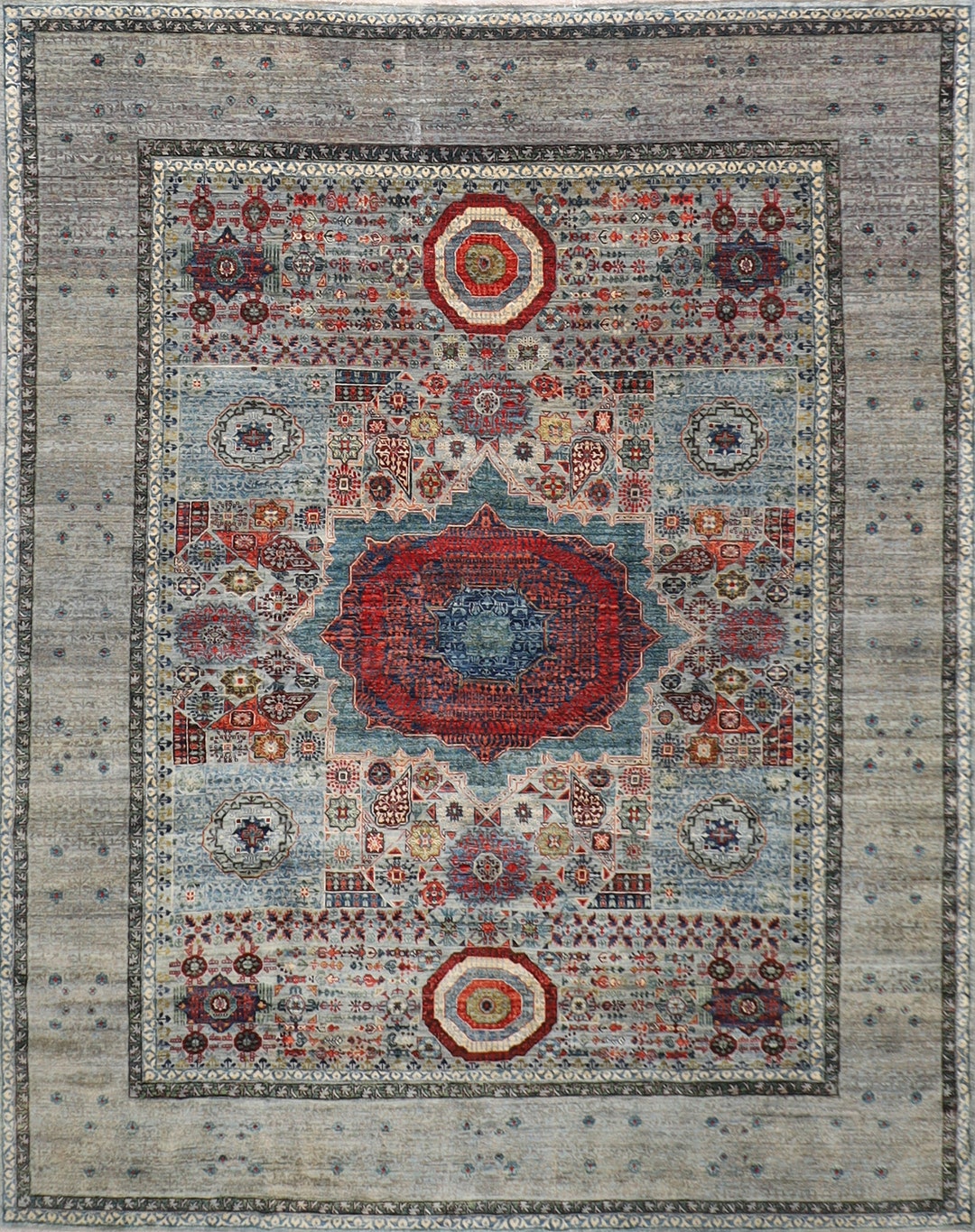Mamluk Grey 8x10 Ft. High Quality Area Rug Wool Natural Colors, 8.1x9.9 ...