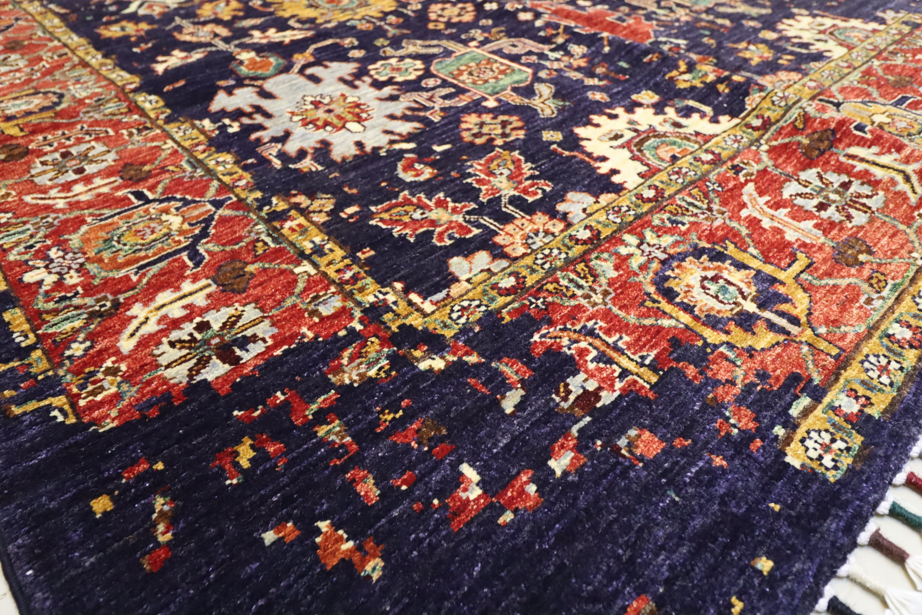 Handmade 5.8x8 Abstract Navy Blue Rug Wool Natural Colors | Etsy