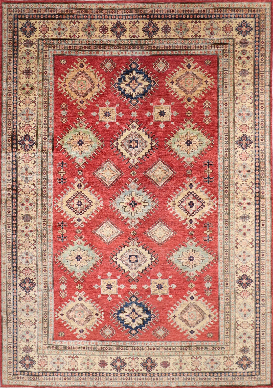 9x12 Ft. Kazak Red Area Rug 8'10x11'6 Wool Natural Colors, Hand Knotted ...