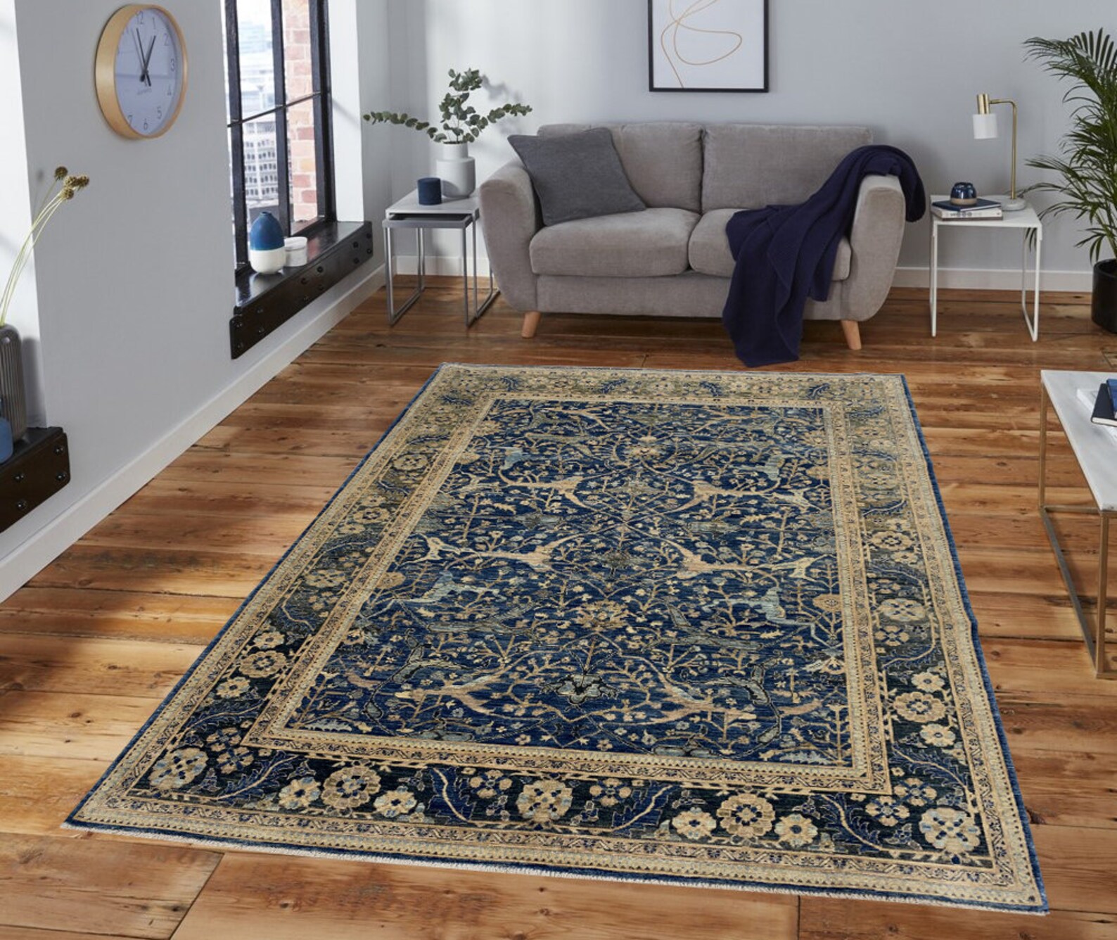 Blue high quality 5x7 ft Area Rug Afghan Hand Knotted Rug | Etsy