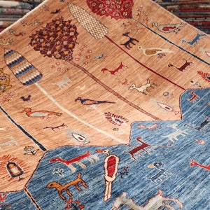 8x10 Ft Animal Design 100% Wool Area Rug 8'1x9'10, Hand Knotted Rug ...