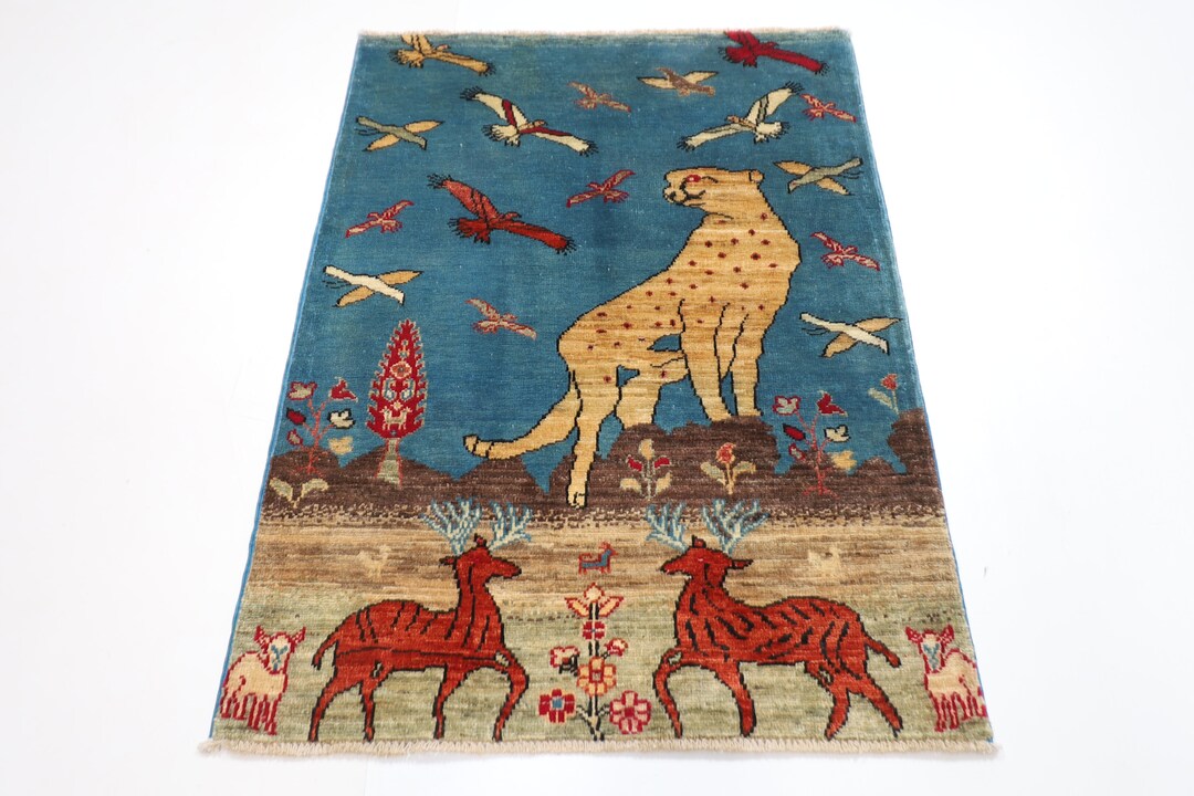 Tiger 3x4 Ft Birds Area Rug, 2'10x3'10 Ft Hand Knotted Rug, Rug for ...