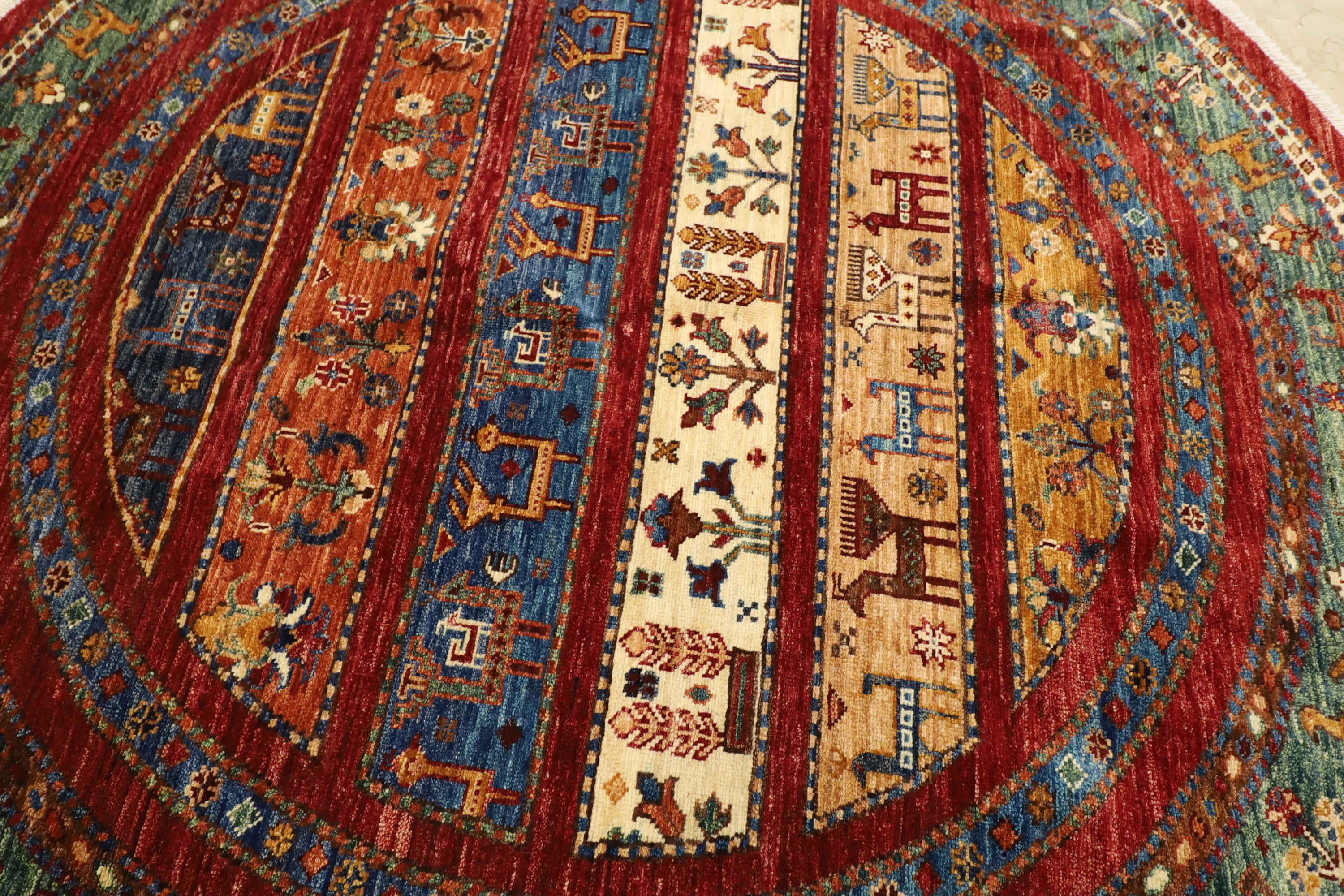 Handmade 5x5 Area Round Rug Wool Natural Colors Afghan | Etsy