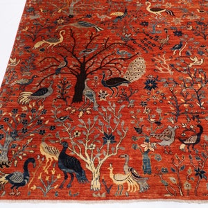 10x14 Ft Birds Red Color Area Rug, 10x13'10 Ft Hand Knotted Rug, Rug ...