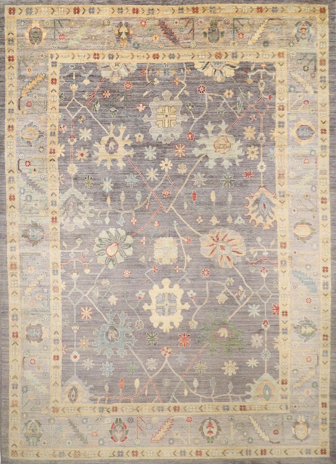 9x12 Gray Oushak Area Rug Wool Natural Colors, 9'2x12'2 Ft Hand Knotted ...