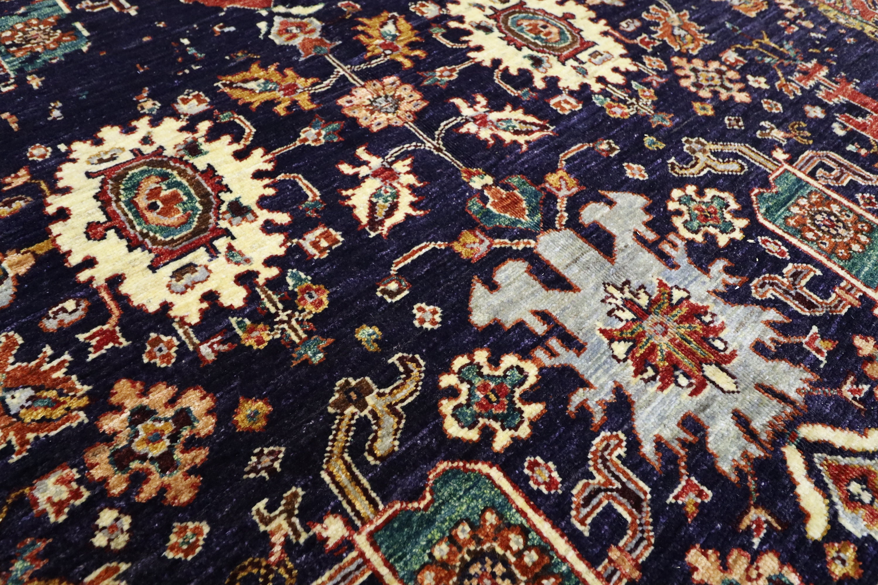 Handmade 5.8x8 Abstract Navy Blue Rug Wool Natural Colors - Etsy UK