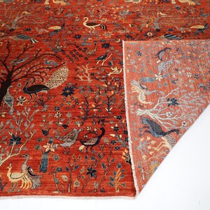 10x14 Ft Birds Red Color Area Rug, 10x13'10 Ft Hand Knotted Rug, Rug ...