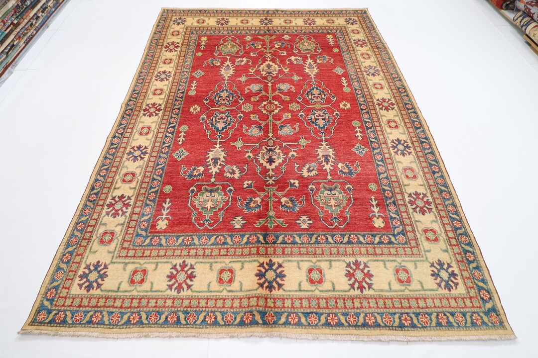 7x9 Ft Oriental Area Rug, 6'7x9'4 Hand Knotted Wool Dye Rug, Bedroom ...