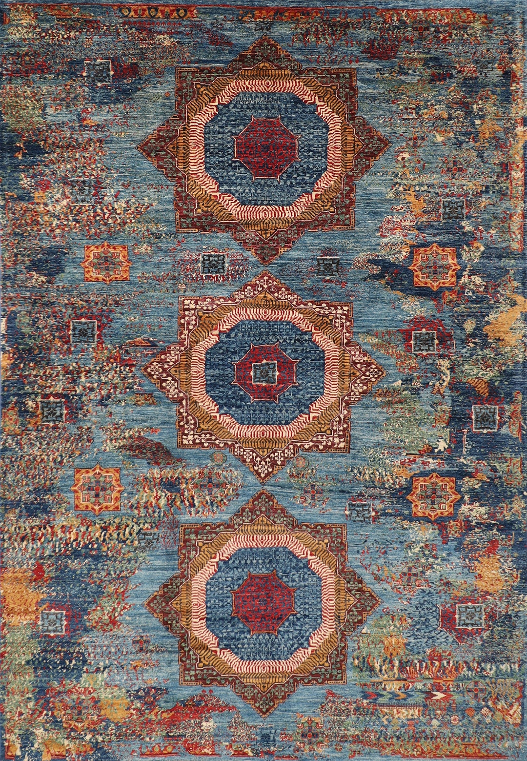7x10 Mamluk Abstract Area Hand Knotted Rug, 6'6x9'9 Rug for Bedroom ...