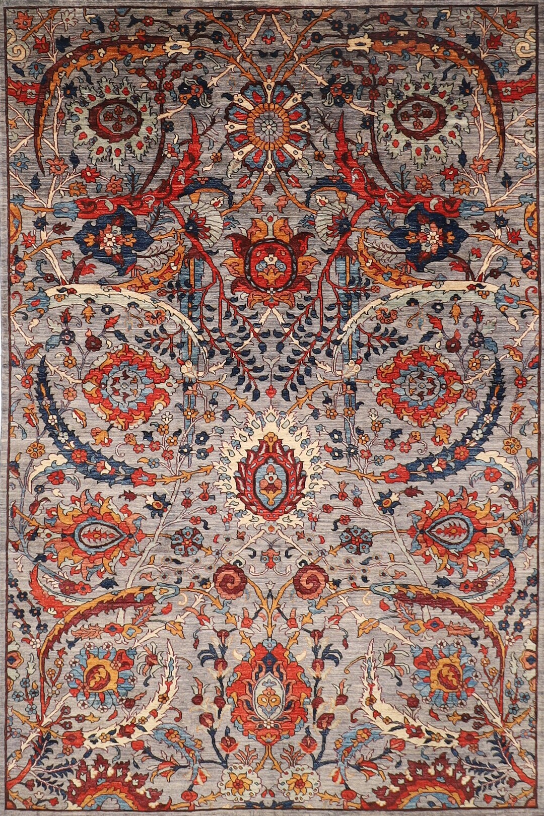 7x10 Tribal Gray Area Rug, 6'8x9'9 Ft 100% Wool Hand Knotted Rug, Rug ...