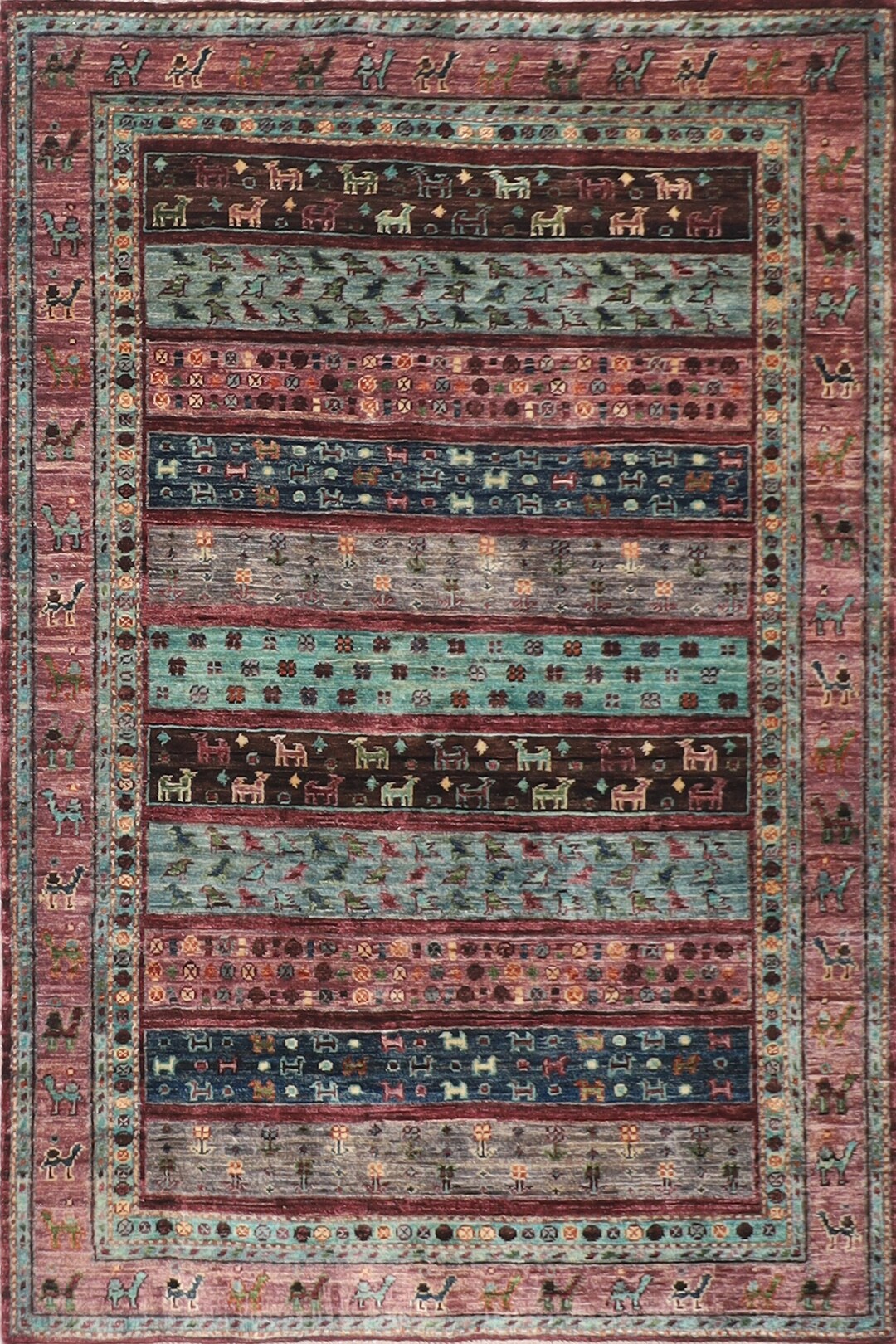 3x5 Animal Print Area Rug, 3'5x5'2 Ft Hand Knotted 100% Wool Dye Rug ...