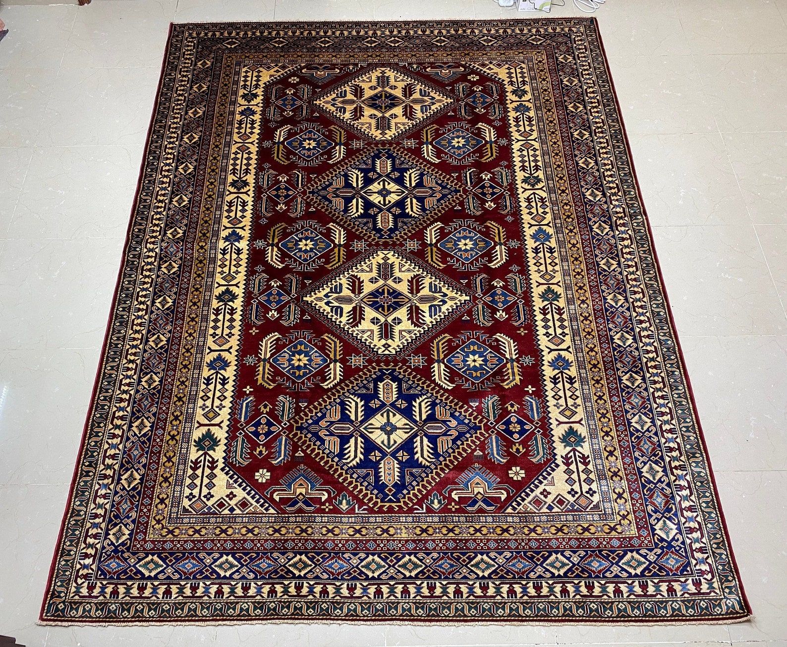 8x11 ft Red Area Rug Afghan Hand Knotted Rug multi color | Etsy