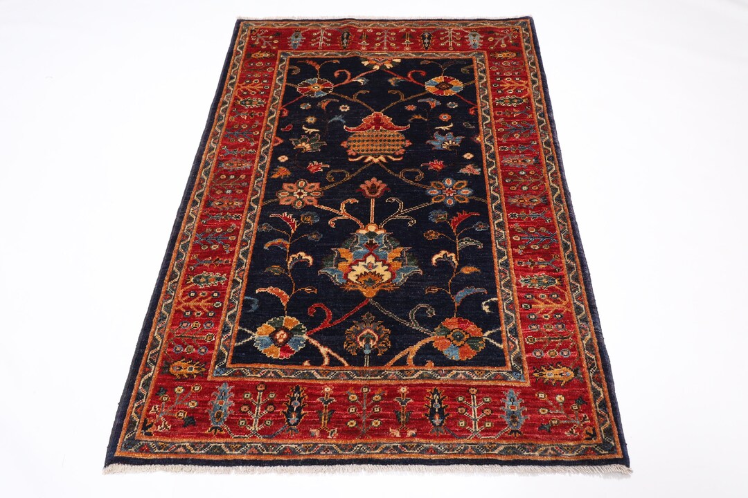 3x5 Navy Blue Area Hand Knotted Rug 3'5x5 Rug for - Etsy