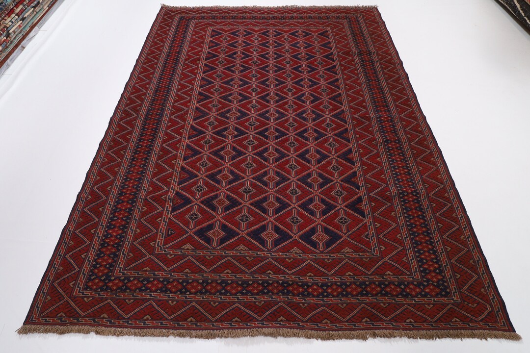 7x9 Oriental Area Rug, 6'7x8'8 Hand Knotted Wool Dye Rug, Bedroom Rug ...