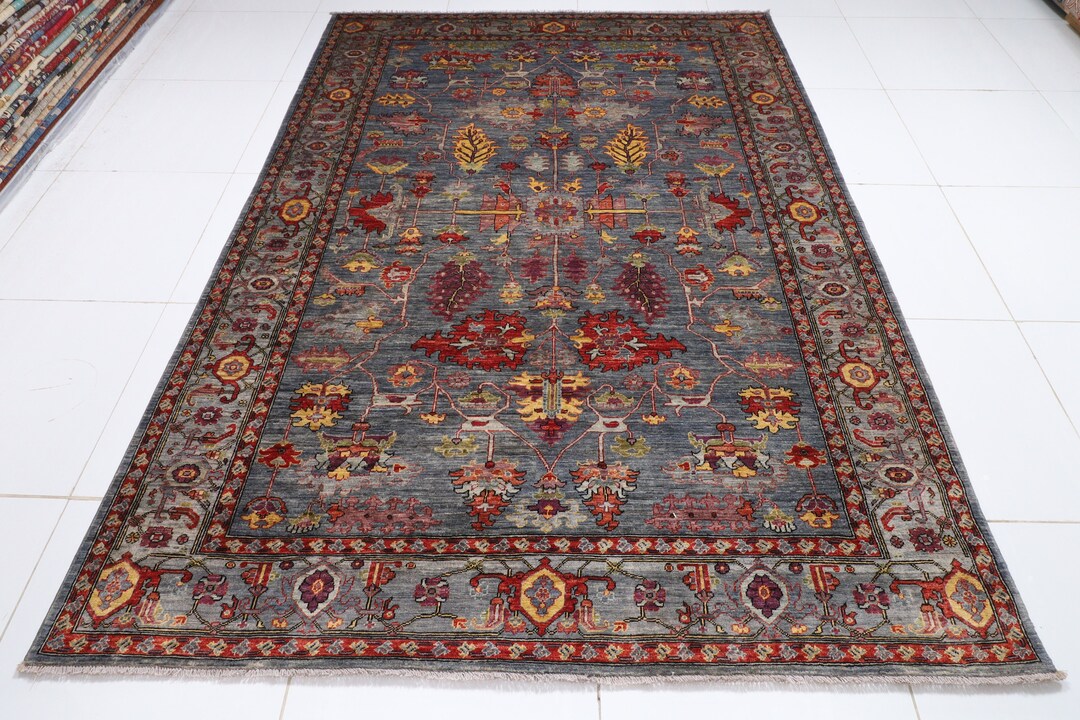 7x9 Ft. Oriental Area Rug, 6'7x9'2 Hand Knotted 100% Wool Dye Rug ...