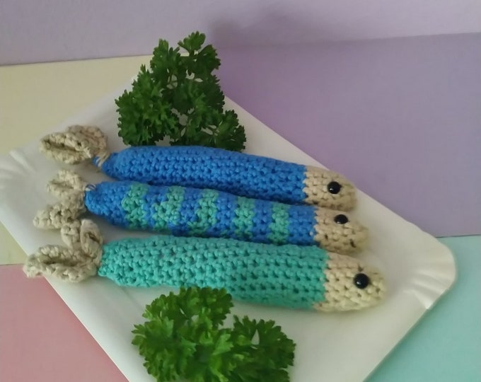 NEW Freshly Caught Sardines 3 Pieces, Crochet Fish, Crochet Sardines ...