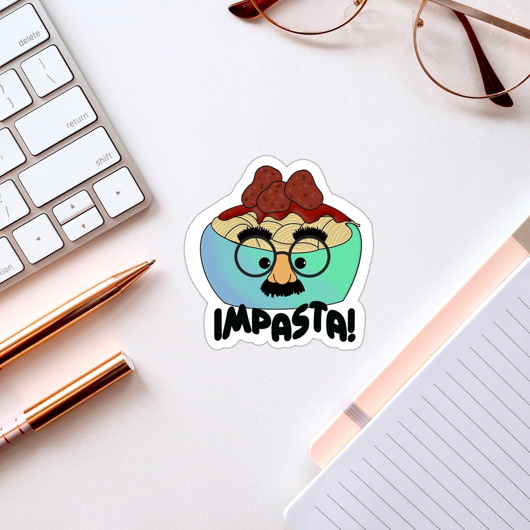 Impasta Funny Imposter Bowl of Pasta Noodle Lover Funny Food Pun Vinyl ...