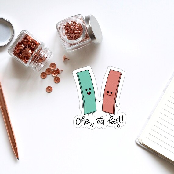 Chew Da Best Bubble Gum Funny Food Pun Vinyl Sticker | Etsy