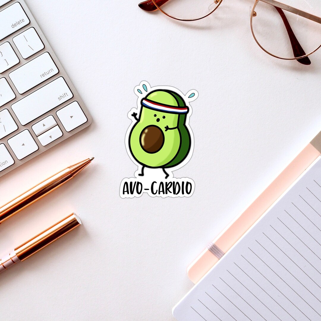Avo Cardio Avocado Fitness Food Pun Vinyl Sticker - Etsy