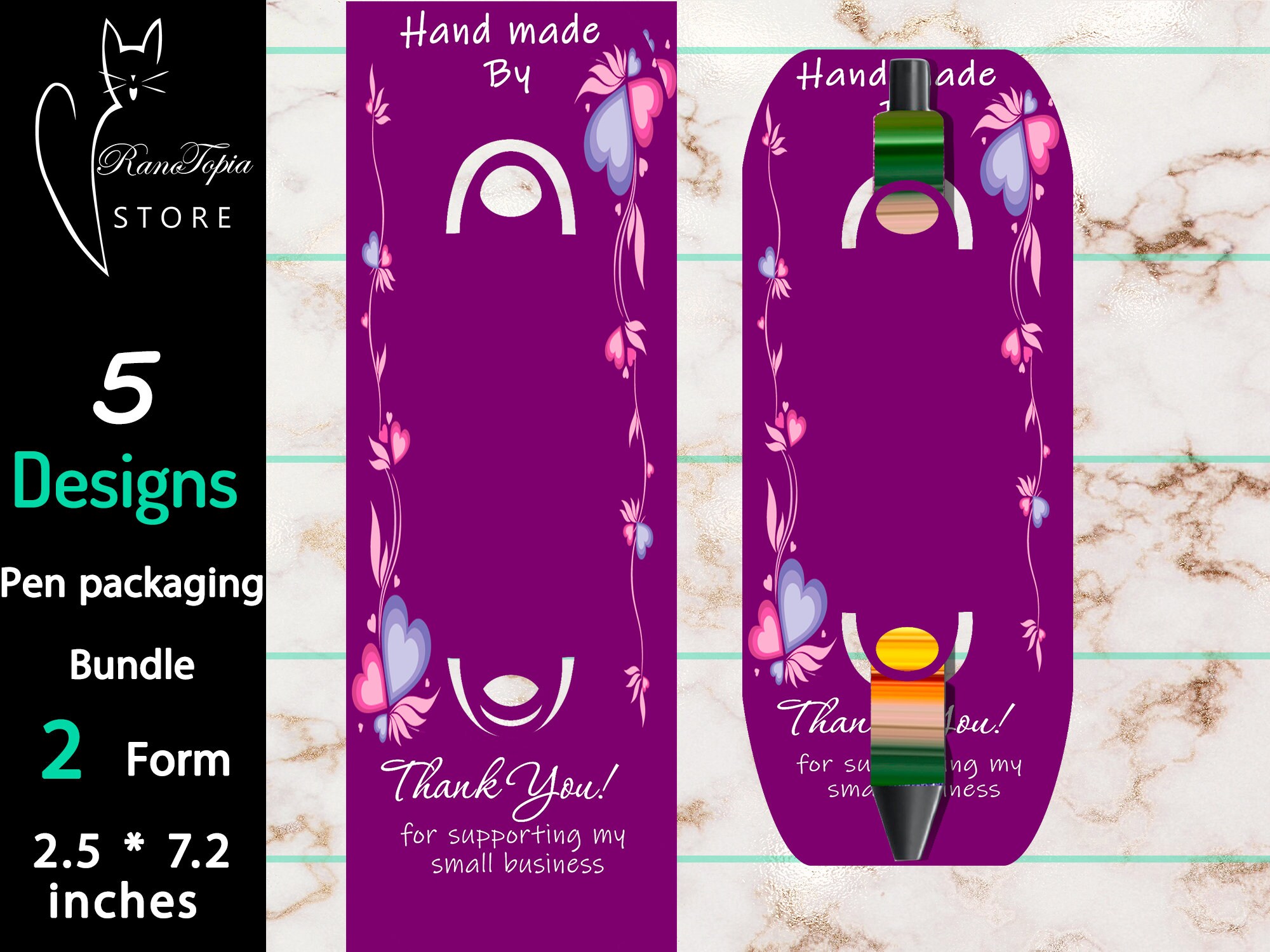 Pen Packaging. Glitter Pen Card - Etsy