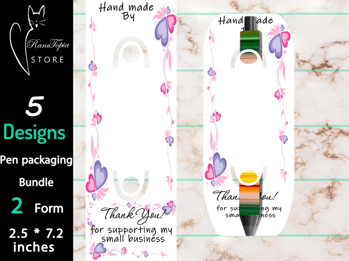 Pen Packaging. Glitter Pen Card - Etsy