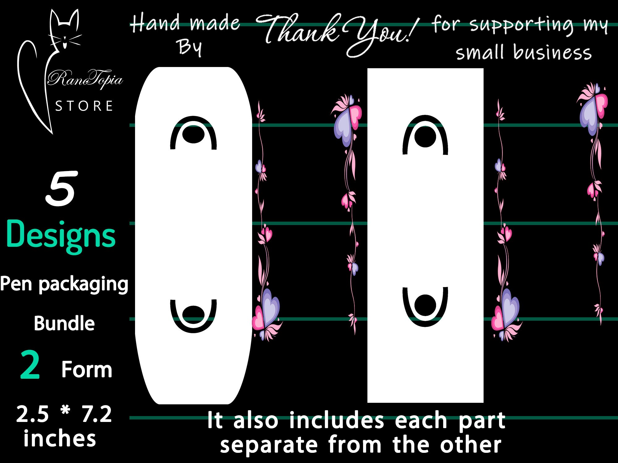 Pen Packaging. Glitter Pen Card - Etsy