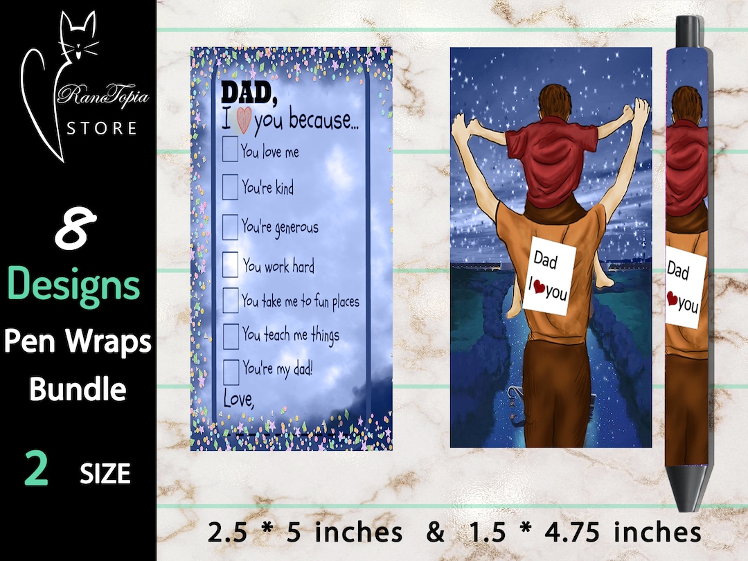 Father's Day Pen, Epoxy Pen Wrap Pattern Sublimation Waterslide - Etsy