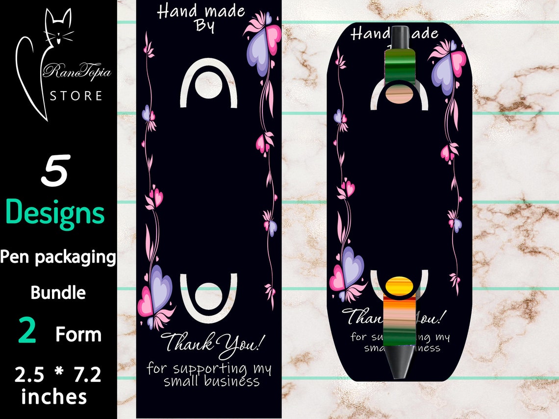 Pen Packaging. Glitter Pen Card - Etsy