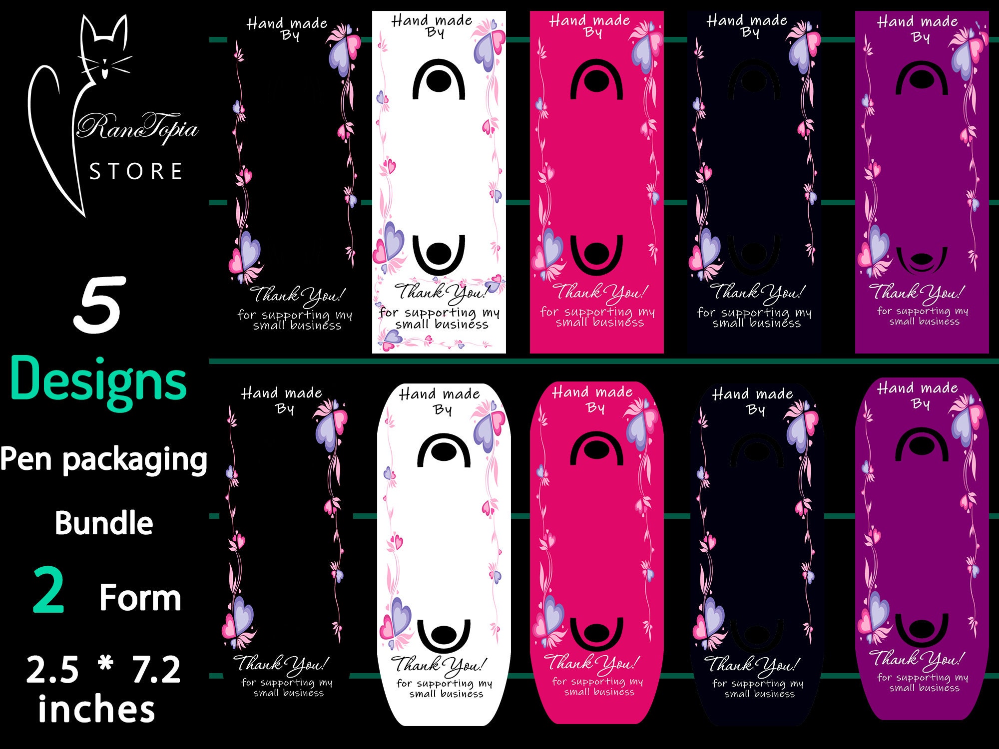 Pen Packaging. Glitter Pen Card - Etsy